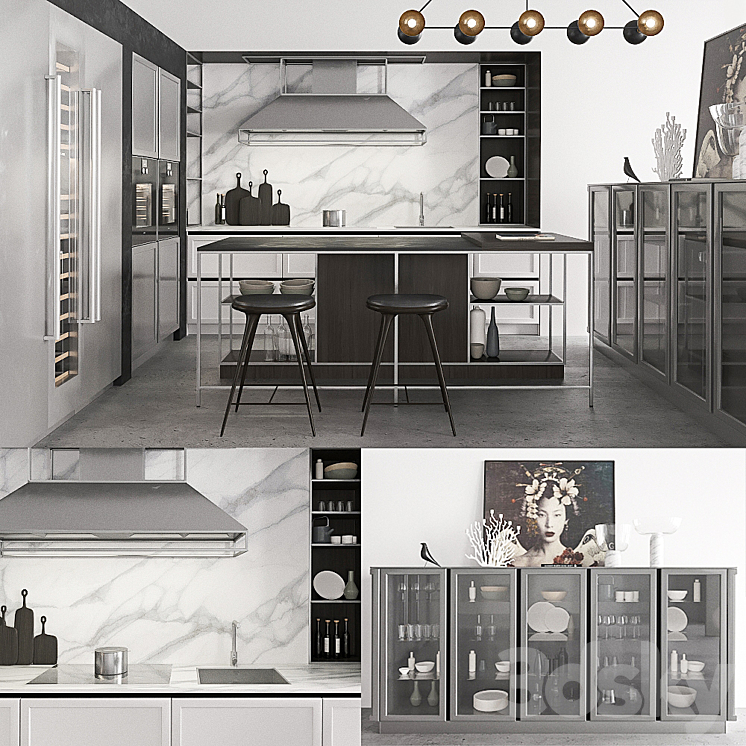 Snaidero Frame Kitchen composition 3 - Kitchen - 3D model