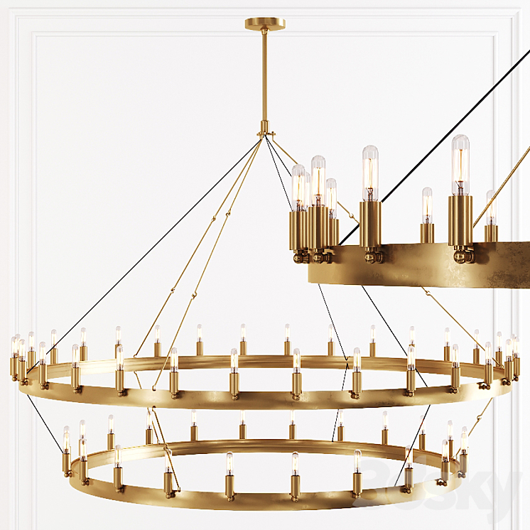 Restoration Hardware CAMINO VINTAGE FILAMENT 2-TIER CHANDELIER 63 Brass ...