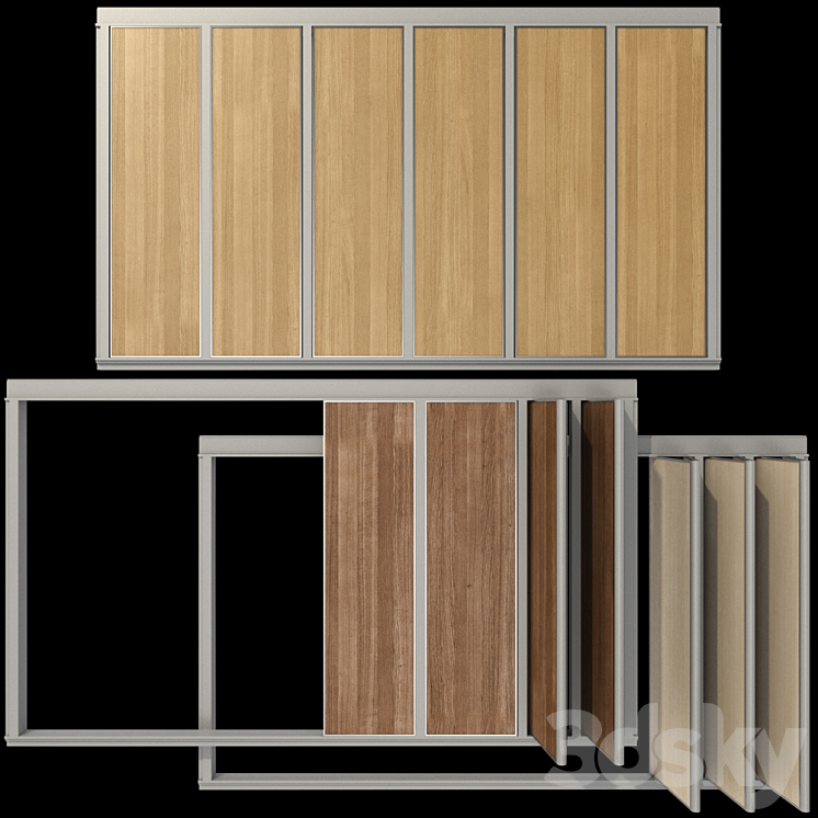 Sliding Partition Walls / Wood Sliding Partition Walls - Doors - 3D model