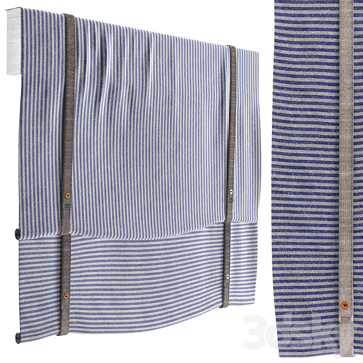 Diy No Sew Rolled Window Valance - Curtain - 3D model