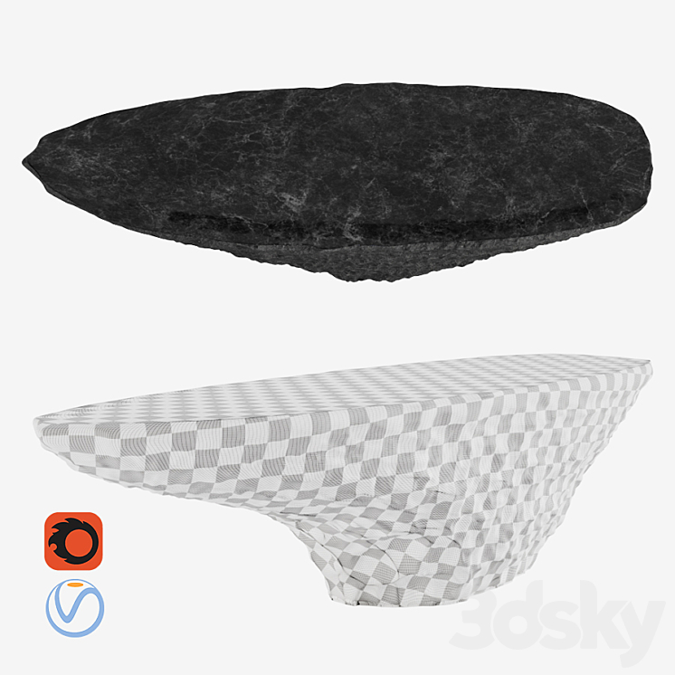Raw Stone Rock Table - Console - 3D model
