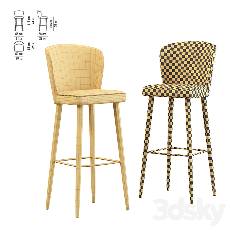 Aston Stool by Minotti - Chair - 3D model