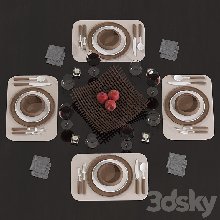 Decor Table Set 3 - Tableware - 3D model