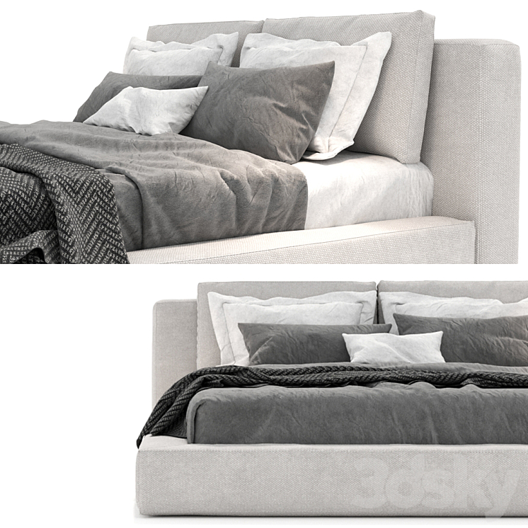 Rh Cloud Slipcovered Platform Bed Bed 3d Model