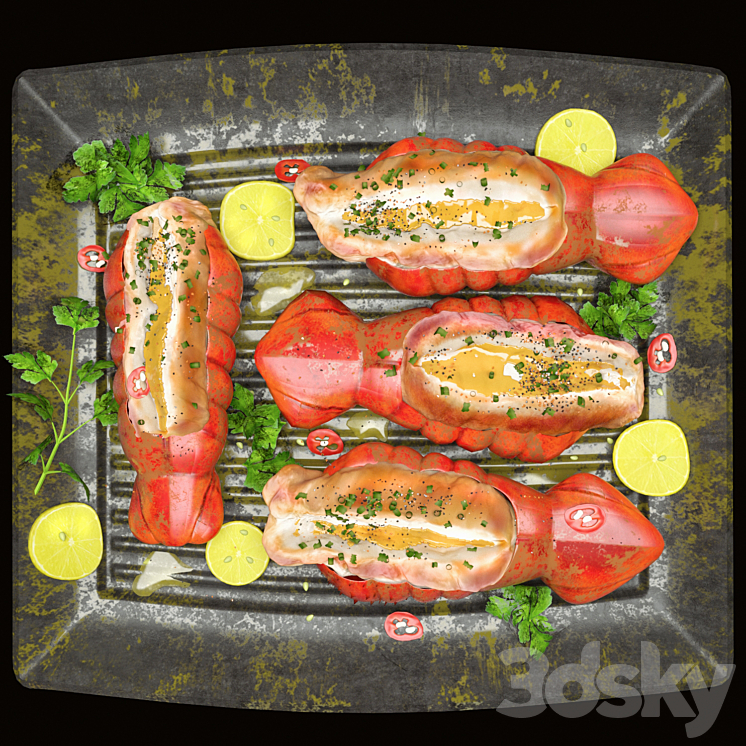 Lobster Set - Food and drinks - 3D model
