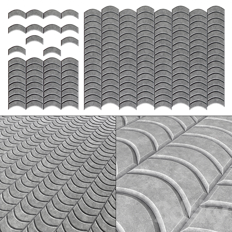 Paving concrete Flag shape - Paving - 3D model