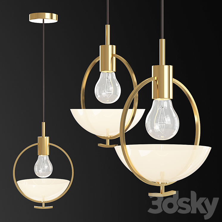 Mitzi Ringo 8 Wide Aged Brass Mini Pendant Light - Pendant light - 3D model