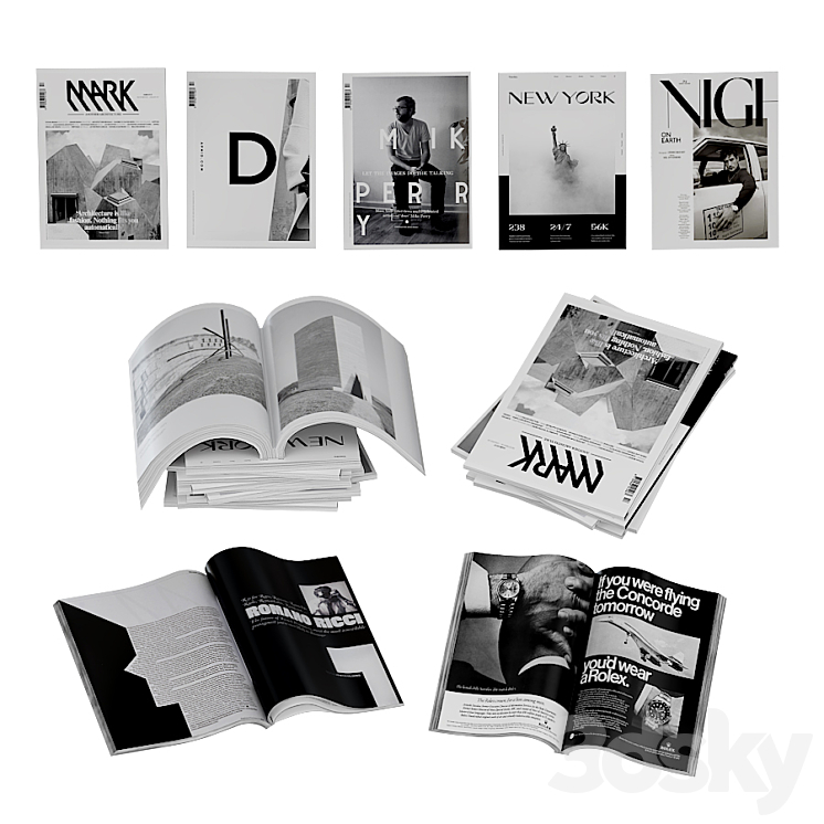 Magazines dark color 3 - Books - 3D model