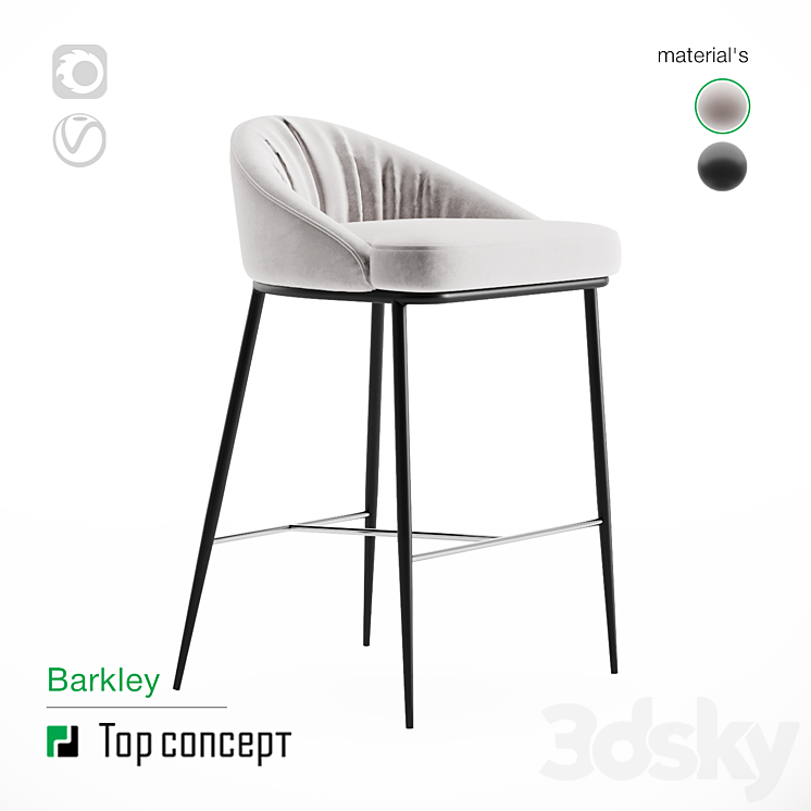 Barkley semi-bar chair - Chair - 3D model