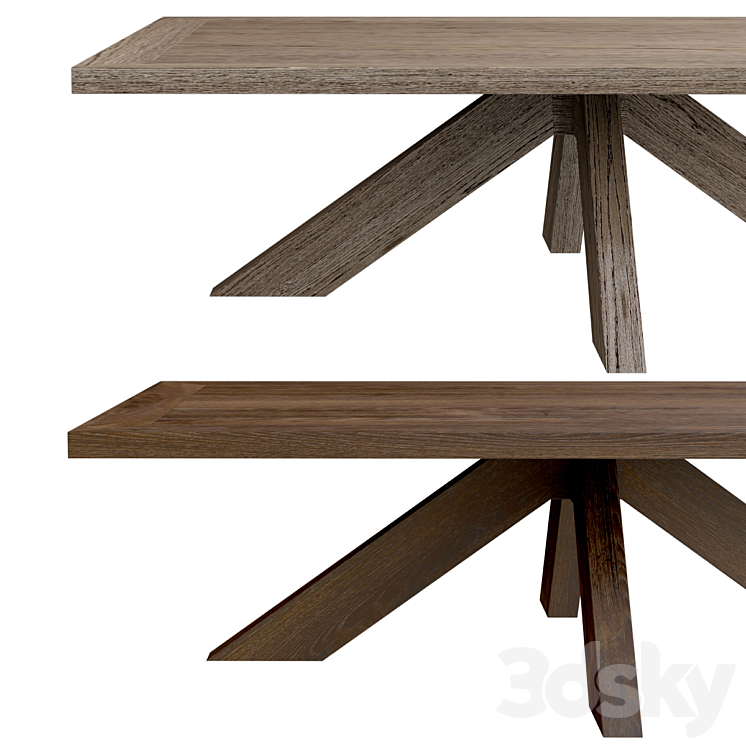 RH Modern 1960s French x-base coffee table - Table - 3D model