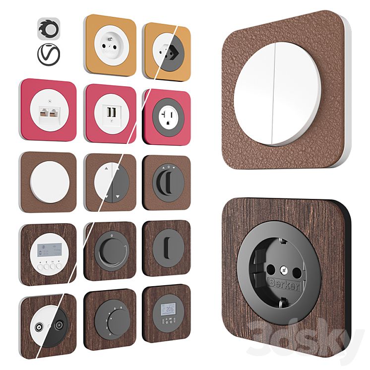 Berker Serie R1 Wood, leather and plastic - Miscellaneous - 3D model