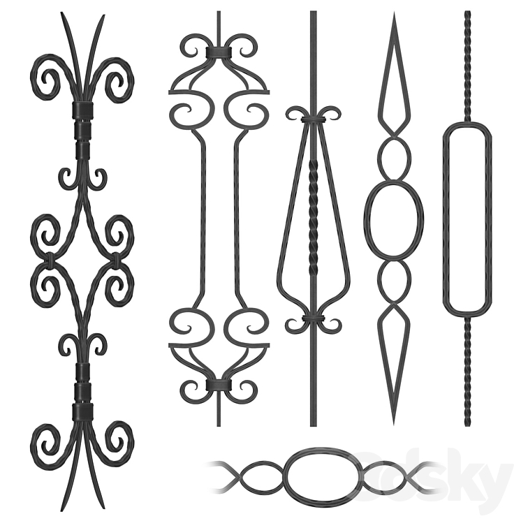 Wrought iron panel No.12 - Facade element - 3D model