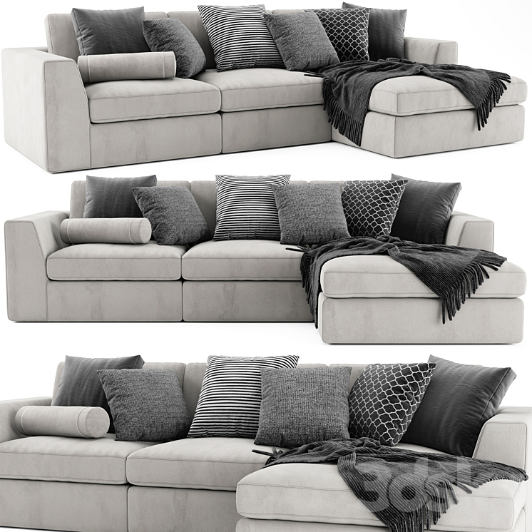Meridiani Louis Small Modular Sofa - Sofa - 3D model