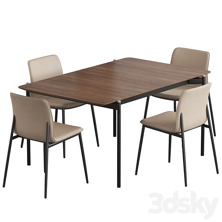 Augusta table Newport chair Boconcept dining set - Table + Chair - 3D model