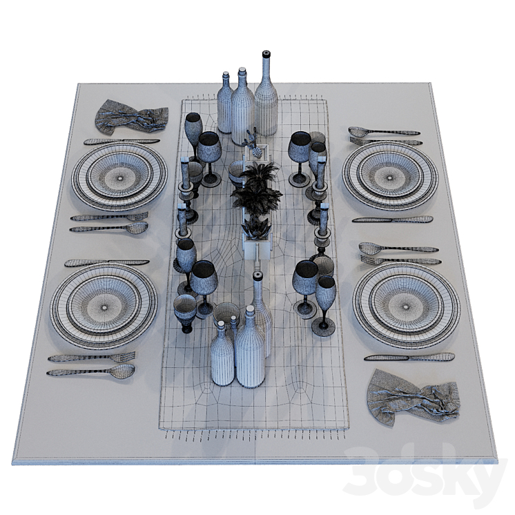dining table set 016 - Tableware - 3D model