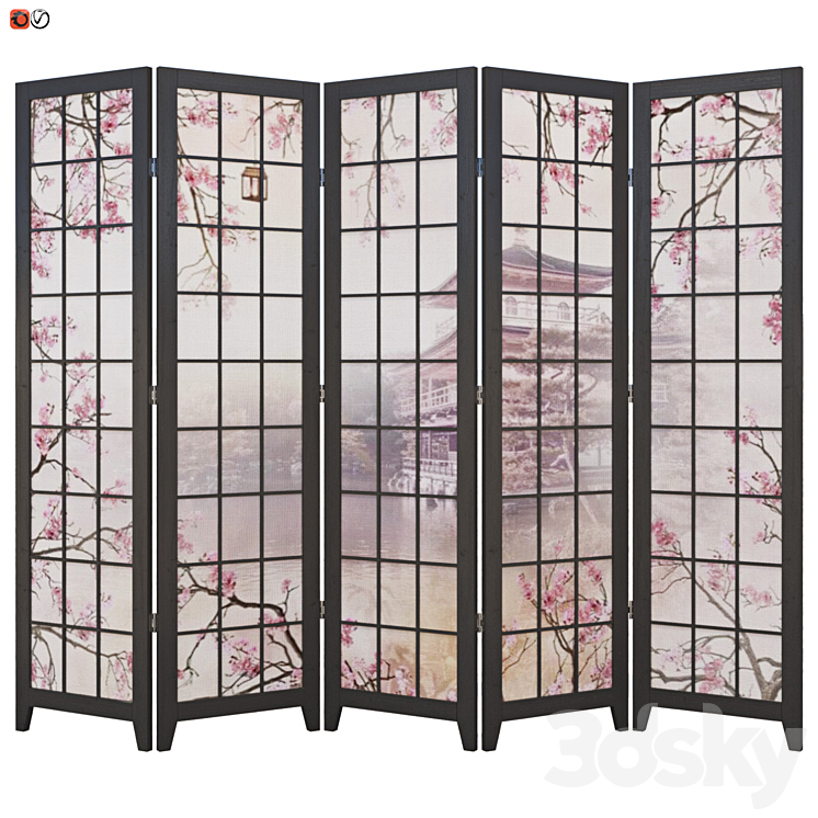 Chinese style screen sakura 03 - Other decorative objects - 3D model
