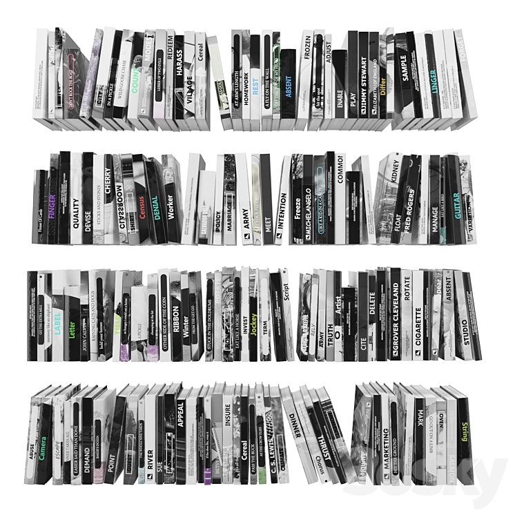 Books (150 pieces) 2-6-2-5 - Books - 3D model