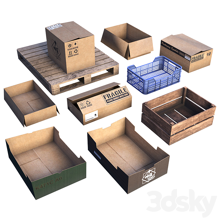 Box set LOW POLY - Shop - 3D model