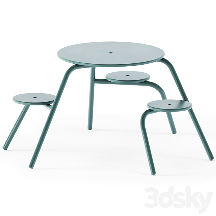 Picnic Table Virus 3-seater by Extremis - Table + Chair - 3D model