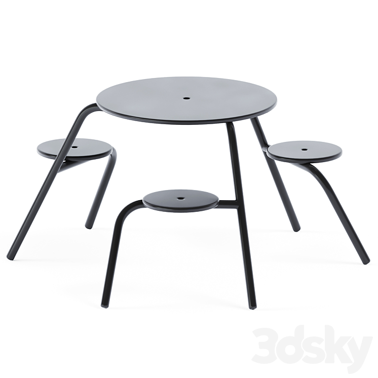 Picnic Table Virus 3-seater by Extremis - Table + Chair - 3D model