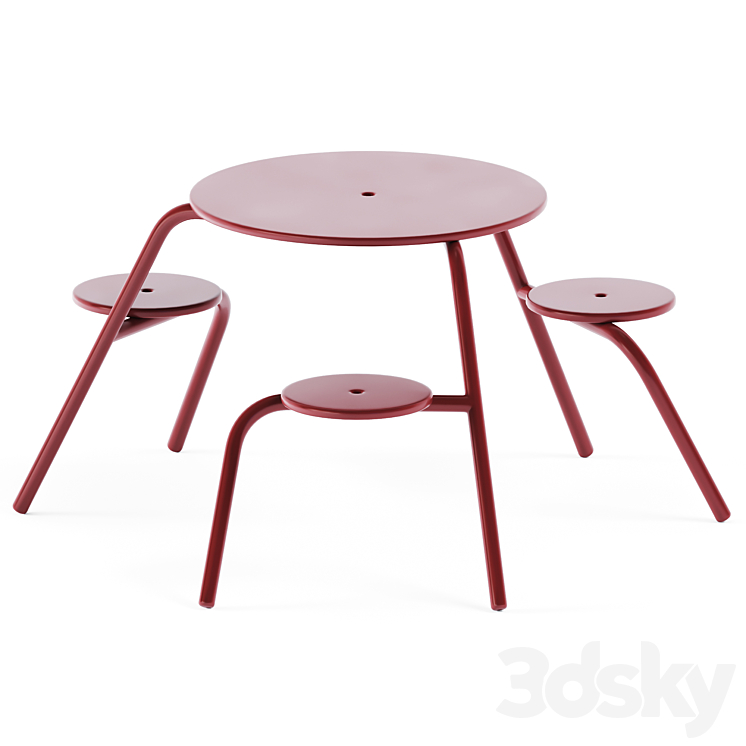 Picnic Table Virus 3-seater by Extremis - Table + Chair - 3D model