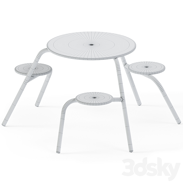 Picnic Table Virus 3-seater by Extremis - Table + Chair - 3D model