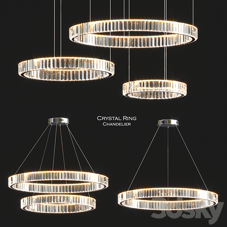 Corynn Crystal Ring Chandelier - Pendant light - 3D model