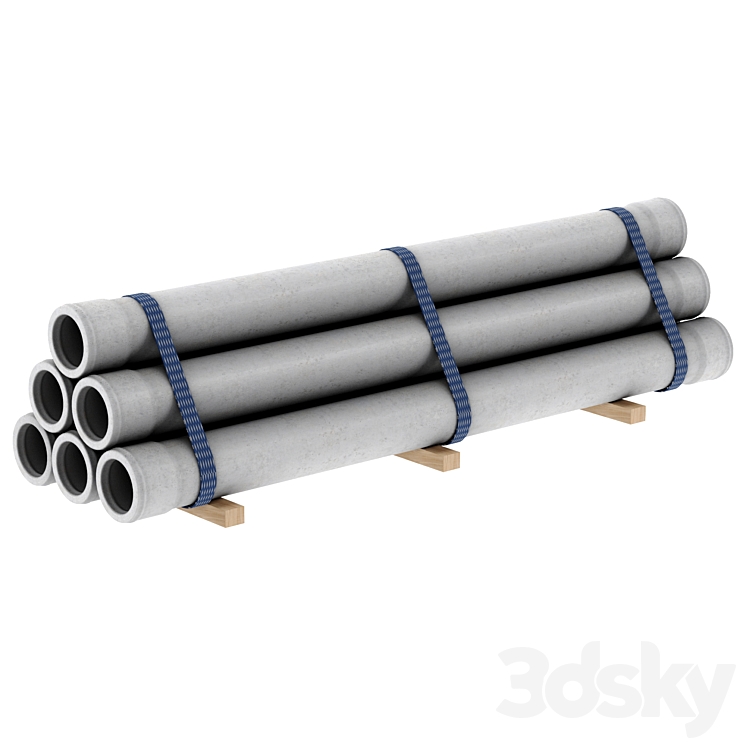 pallet with concrete pipes - Other - 3D model