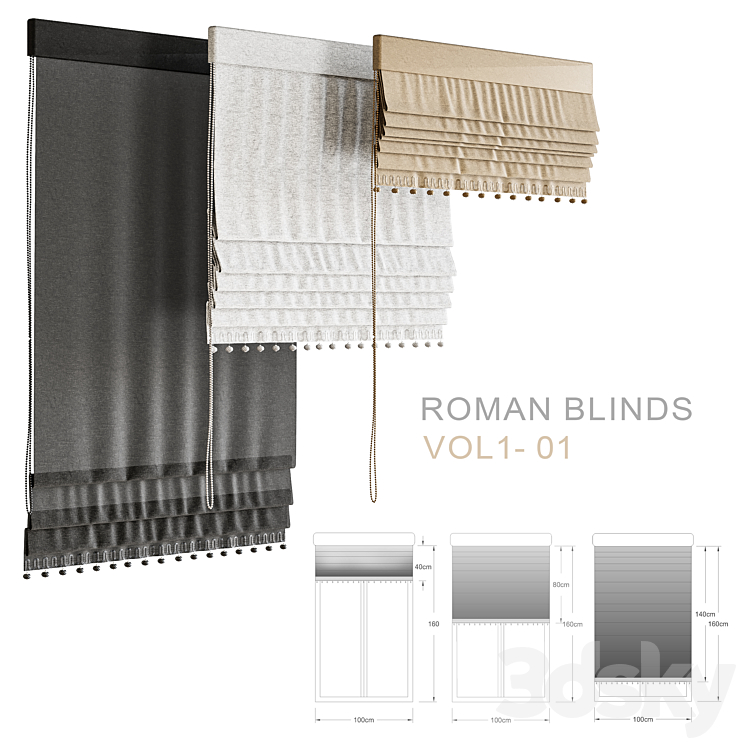 Roman_blinds_vol1_01 - Curtain - 3D model
