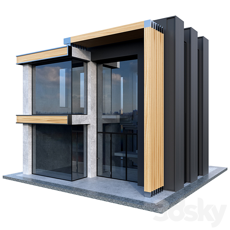 Concrete house 03 - Building - 3D model