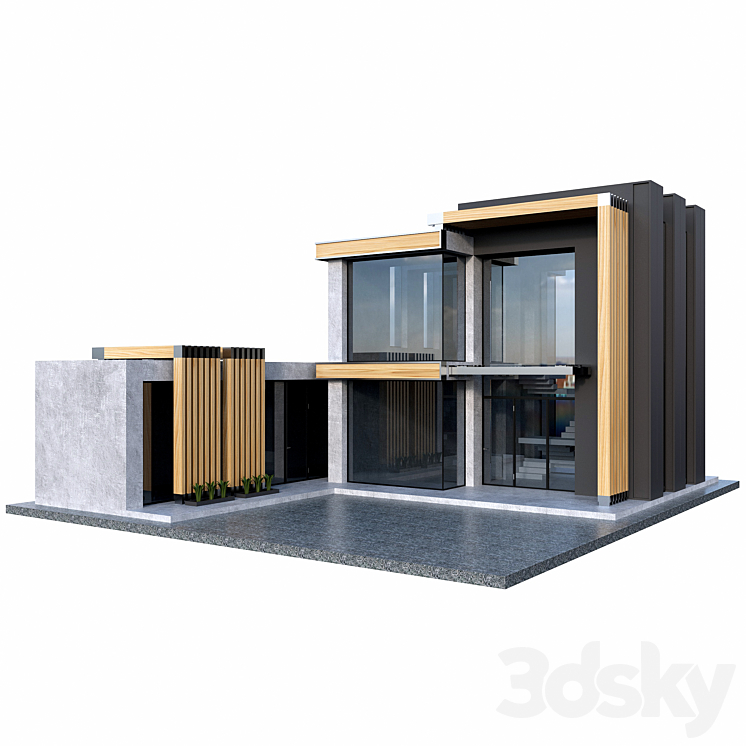Concrete house 04 - Building - 3D model