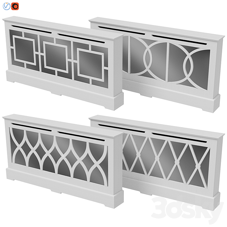 A set of decorative radiator screen with mirror inserts - Radiator - 3D ...