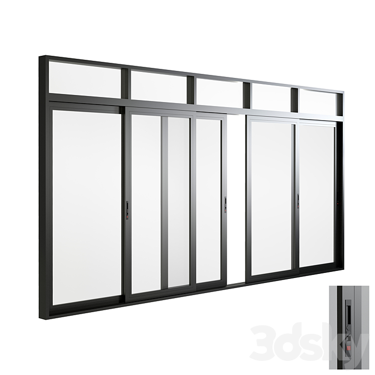 Aluminum Sliding five Doors & Windows - Doors - 3D model