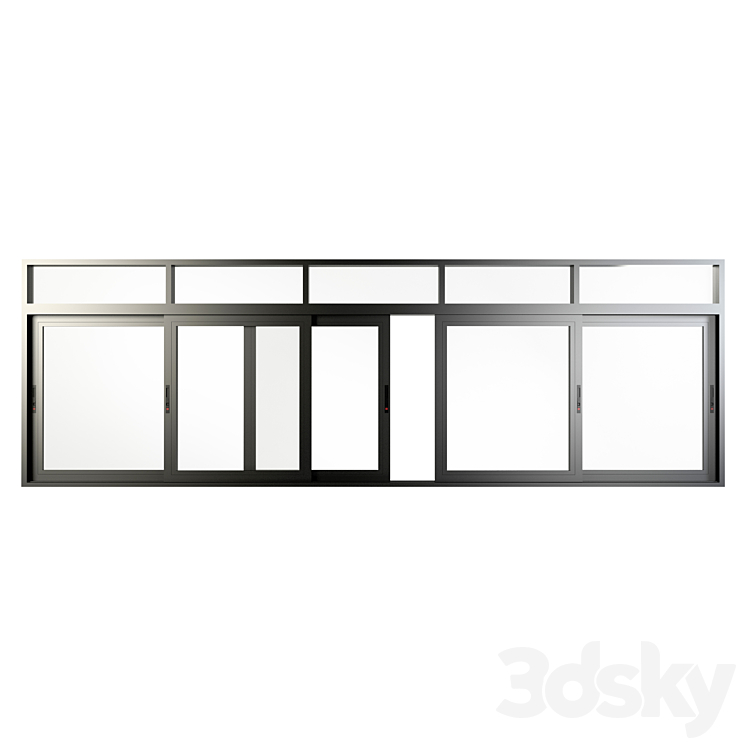 Aluminum Sliding five Doors & Windows - Doors - 3D model