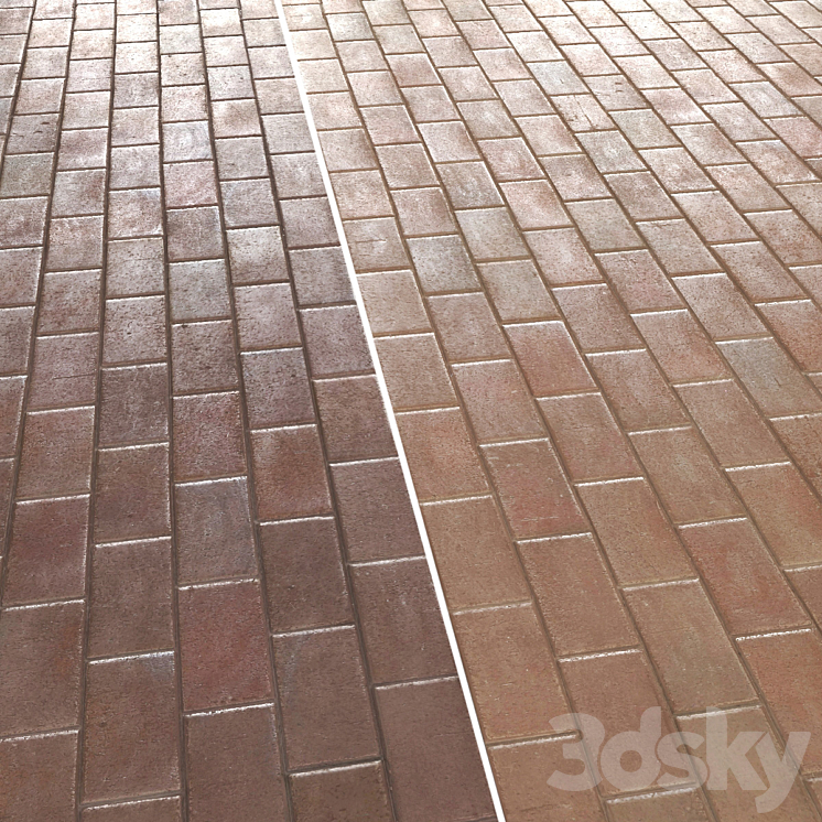 Glossy brick pavement - Brick - 3D model