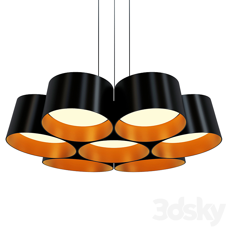 Marimba W Black and Gold Leaf Light LED Pendant - Pendant light - 3D model
