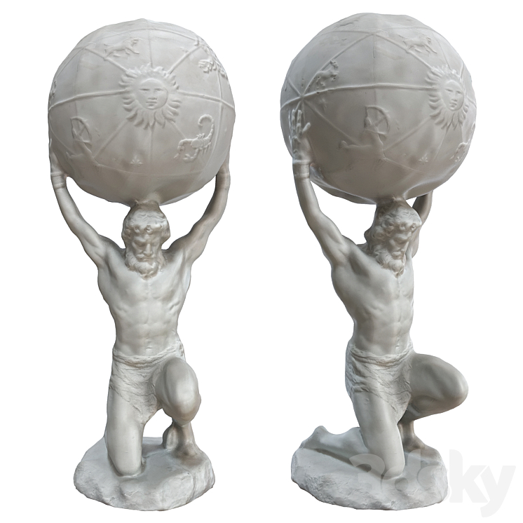 statue of a man carrying a sphere - Sculpture - 3D model