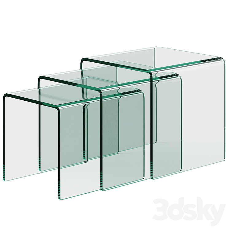 Nest Of 3 Tables Clear Club by Kare Design - Table - 3D model