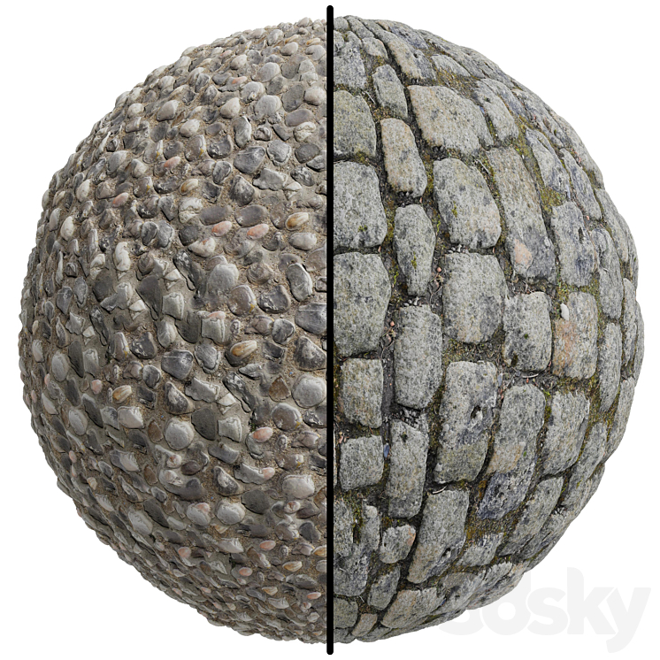 FB171 cobblestone | 2 mat | 4k | PBR - Stone - 3D model
