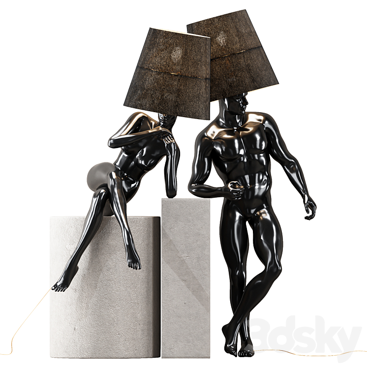 Hommer human lampshade Floor lamp Collection Pose05 - Floor lamp - 3D model