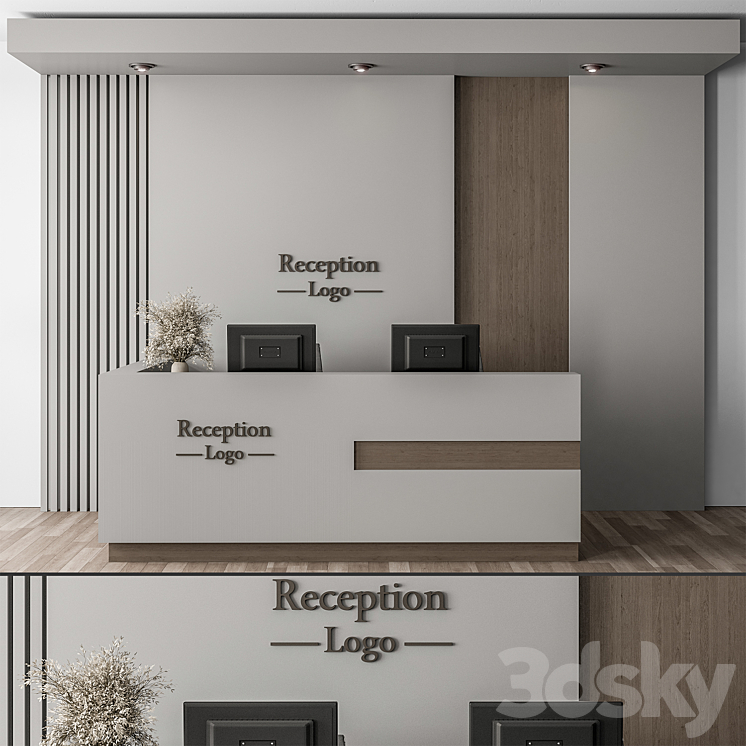 Reception Desk and Wall Decoration - Office Set 310 - Office furniture ...