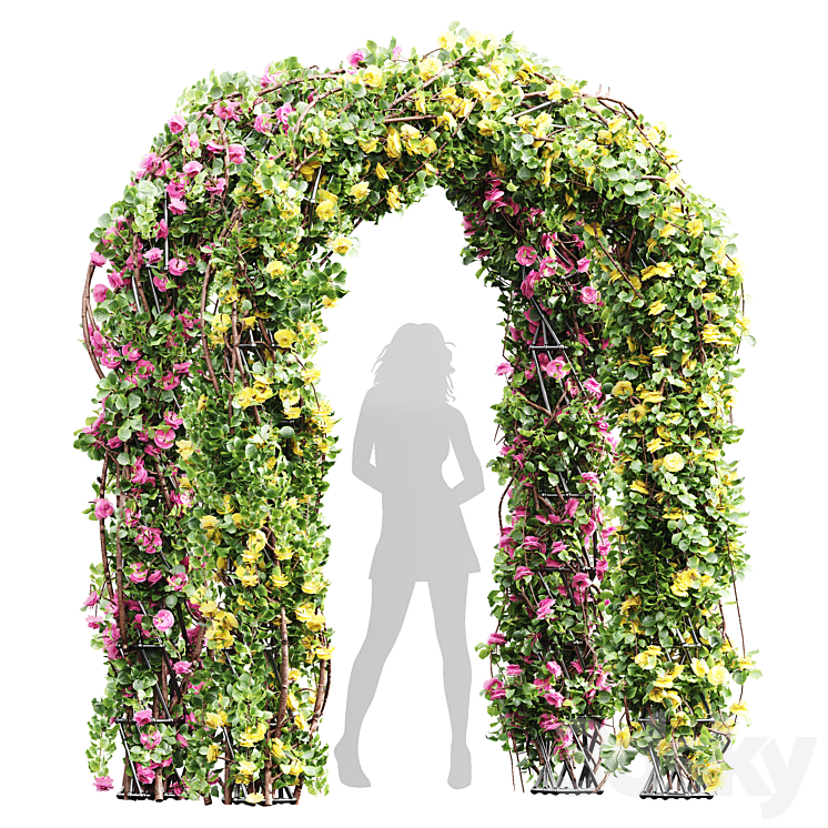 New Plant High Detail Climbing Roses Garden Bow02 Grow - Outdoor - 3D model