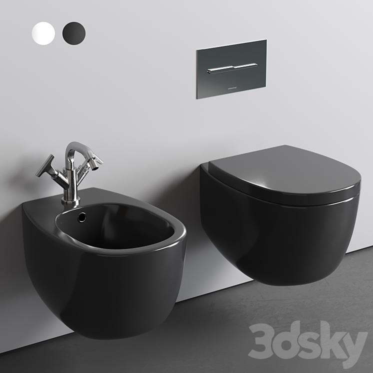 Nic Milk Wall Hung Wcbidet Toilet And Bidet 3d Model