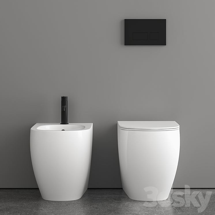 Nic Toilet And Bidet Pin Serie Toilet And Bidet 3d Model