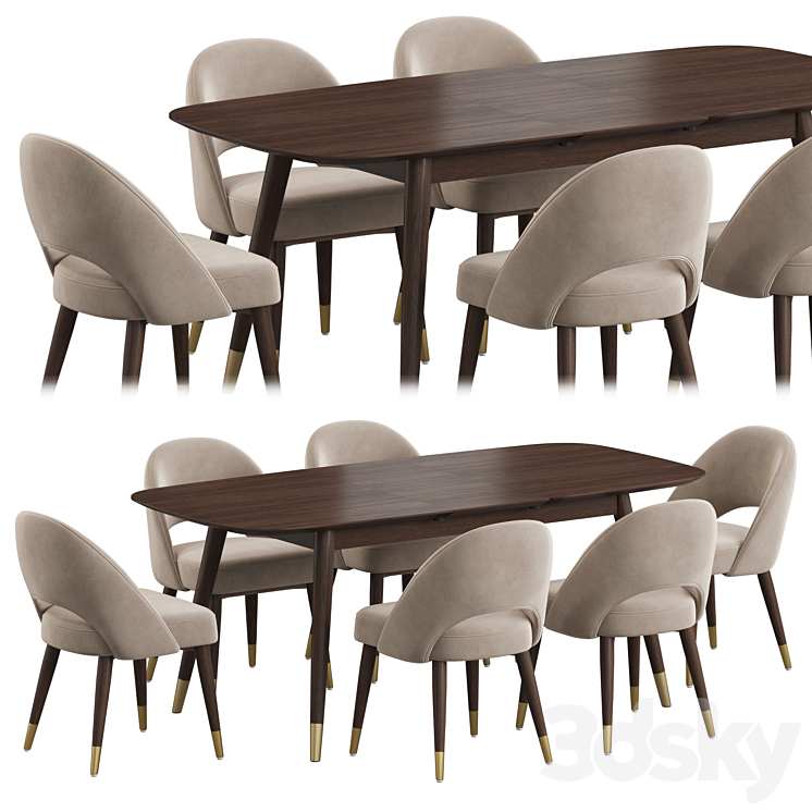 Danetti Clover dining set - Table + Chair - 3D model