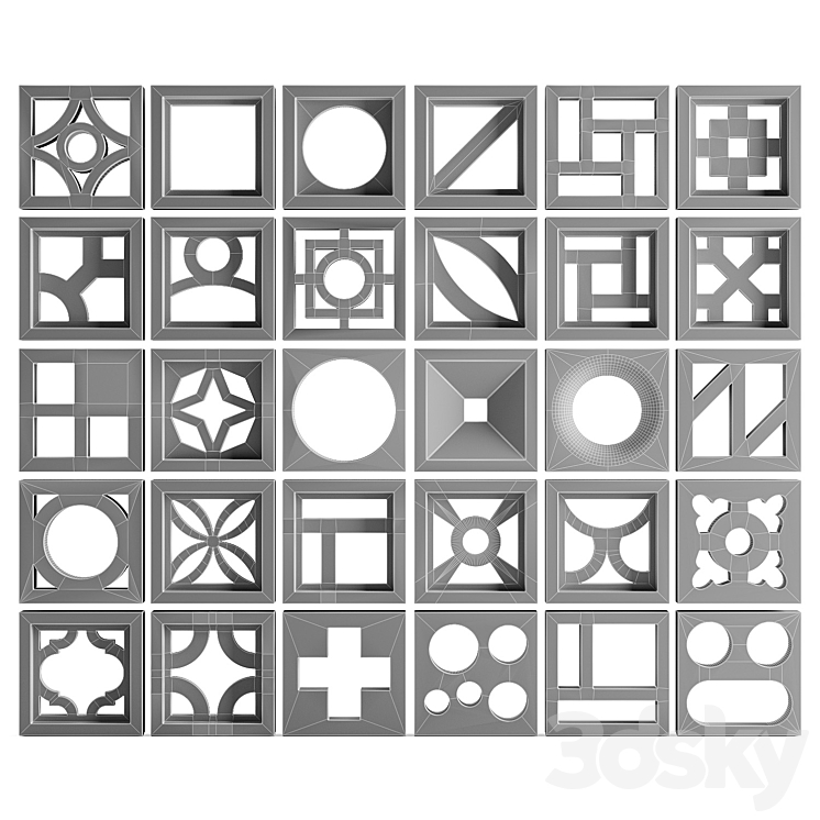 Breeze blocks - Decorative plaster - 3D model