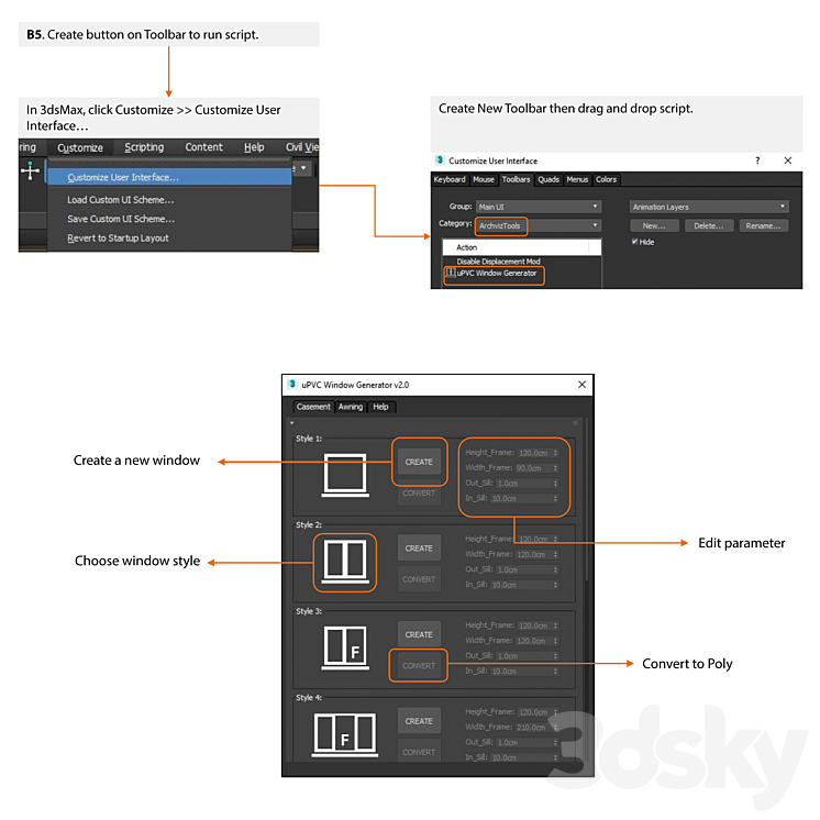 uPVC Window Generator v2.0_with 16 style - Scripts - 3D model