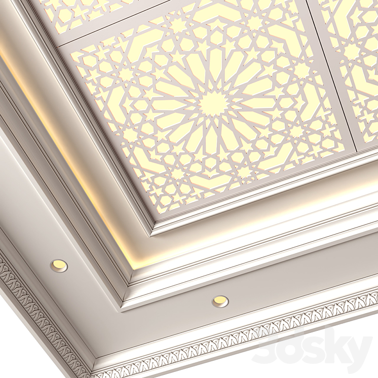 Ceiling in oriental style.Arabic coffered illuminated Ceiling.Ceiling ...