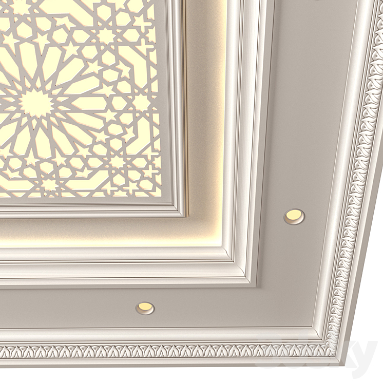 Ceiling in oriental style.Arabic coffered illuminated Ceiling.Ceiling ...
