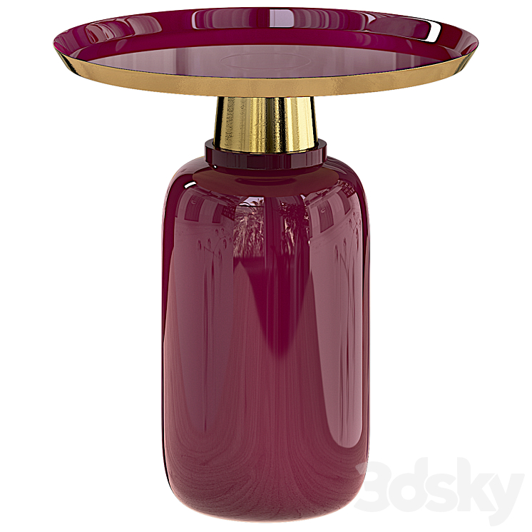 Gold burgundy metal coffee table Nalima - Table - 3D model